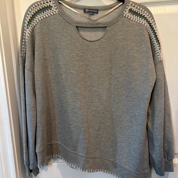 Democracy | Sweaters | Democracy Embroidered Gray Crew Neck Sweatshirt ...